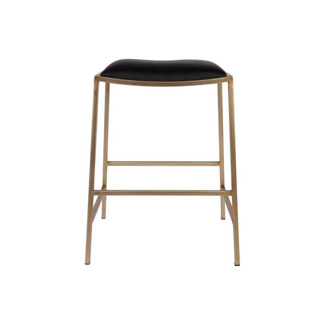 Kai Gold Kitchen Stool - Black Vegan Leather - Ele Living