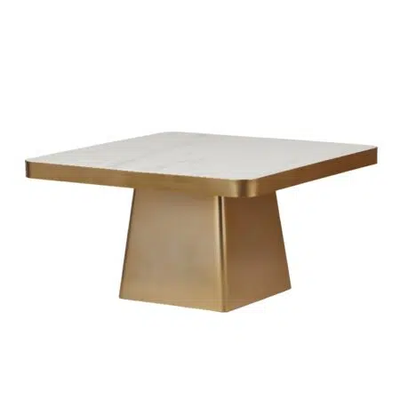 Dutton Coffee Table - Gold & White Marble, 80cm - Ele Living