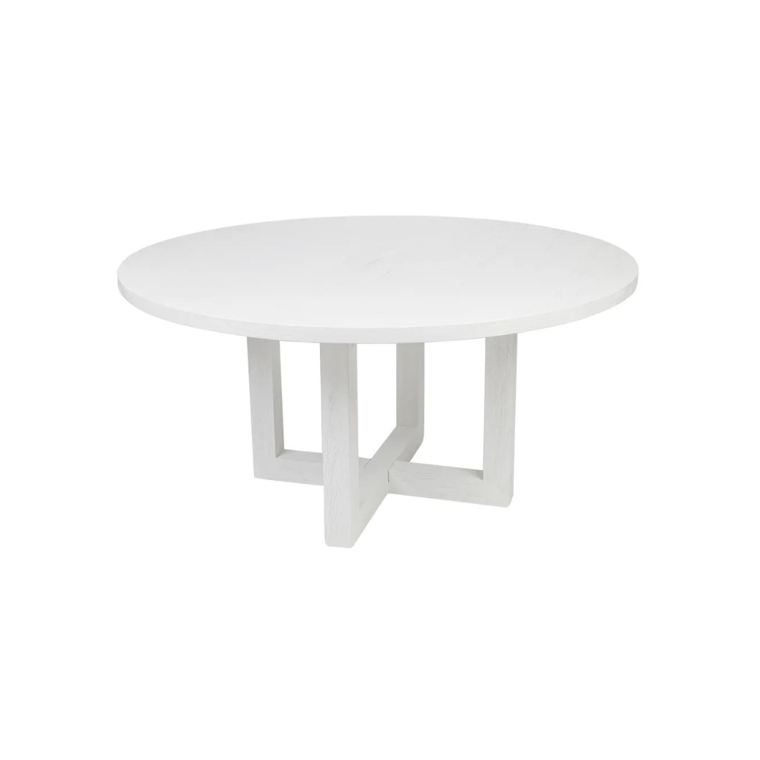 Leeton Oak Round 1.5m Dining Table - White - Ele Living