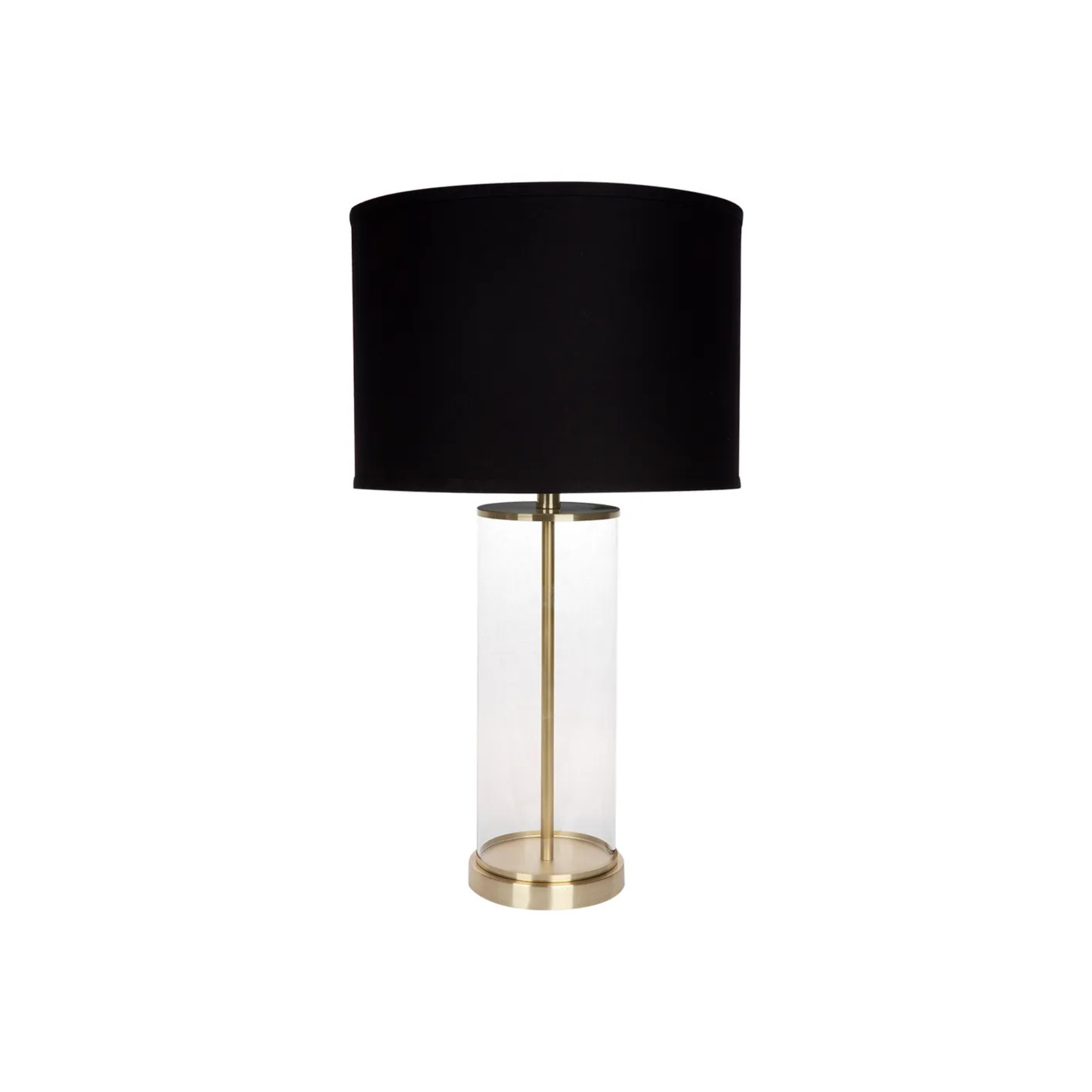 Left Bank Table Lamp - Brass w Black Shade - Ele Living