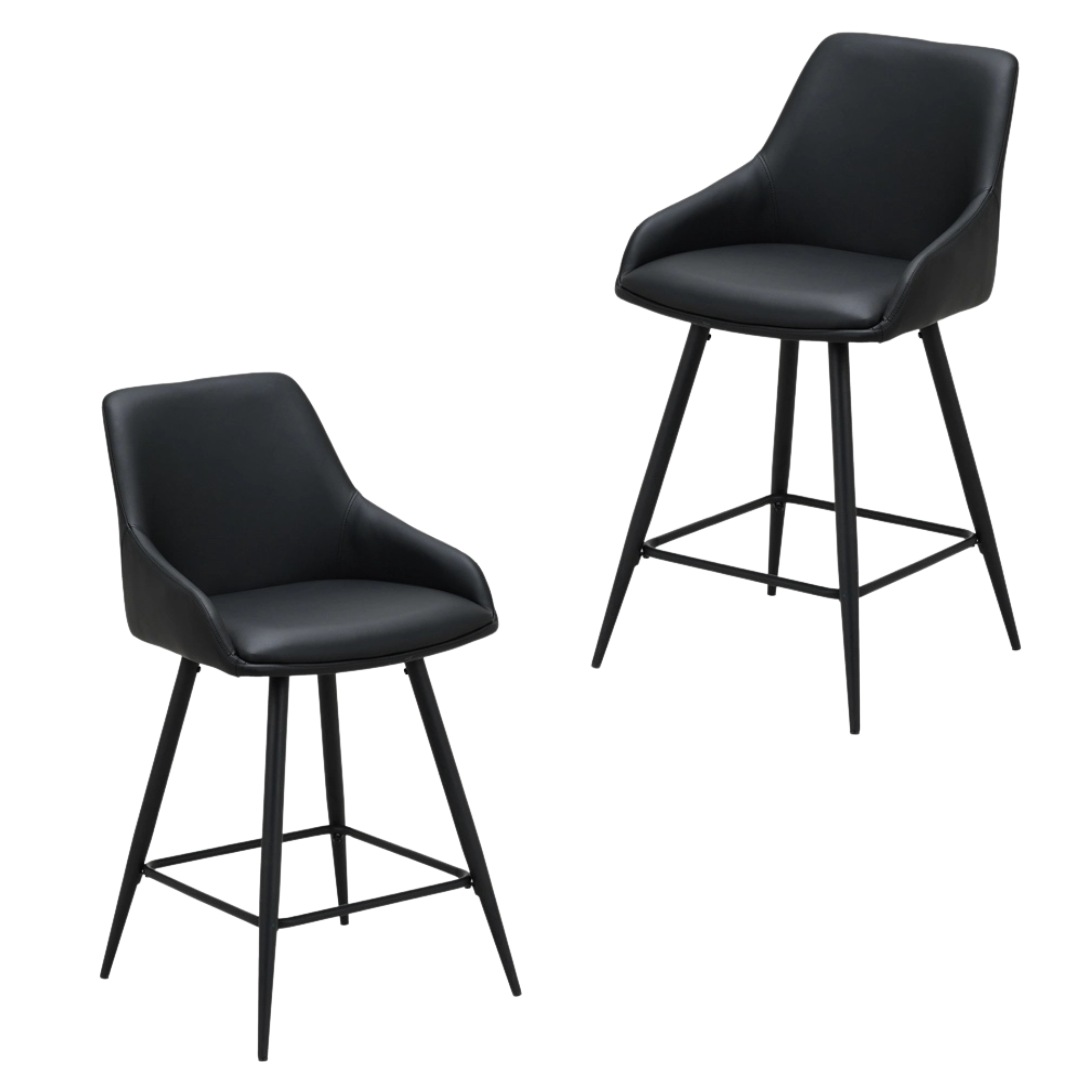 Bergen Bar Stools - Black (Set of 2) - Ele Living