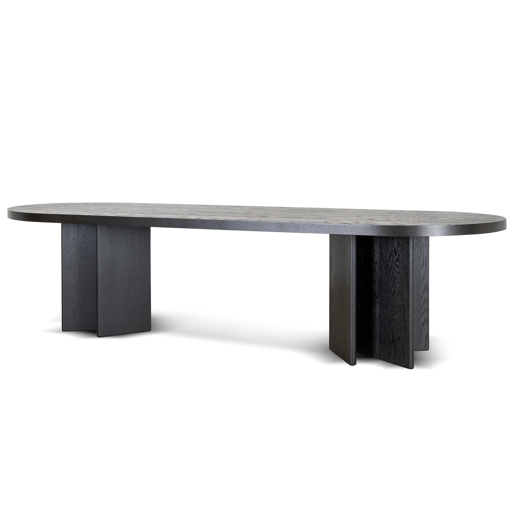 Orix 3m Pill Shape Dining Table - Textured Espresso Black - Ele Living