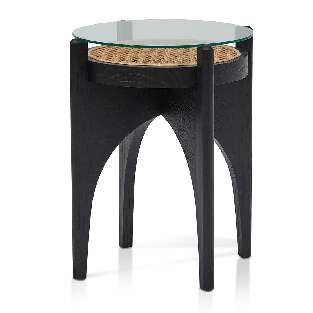 Zoryn 50cm Round Glass Side Table - Black - Ele Living