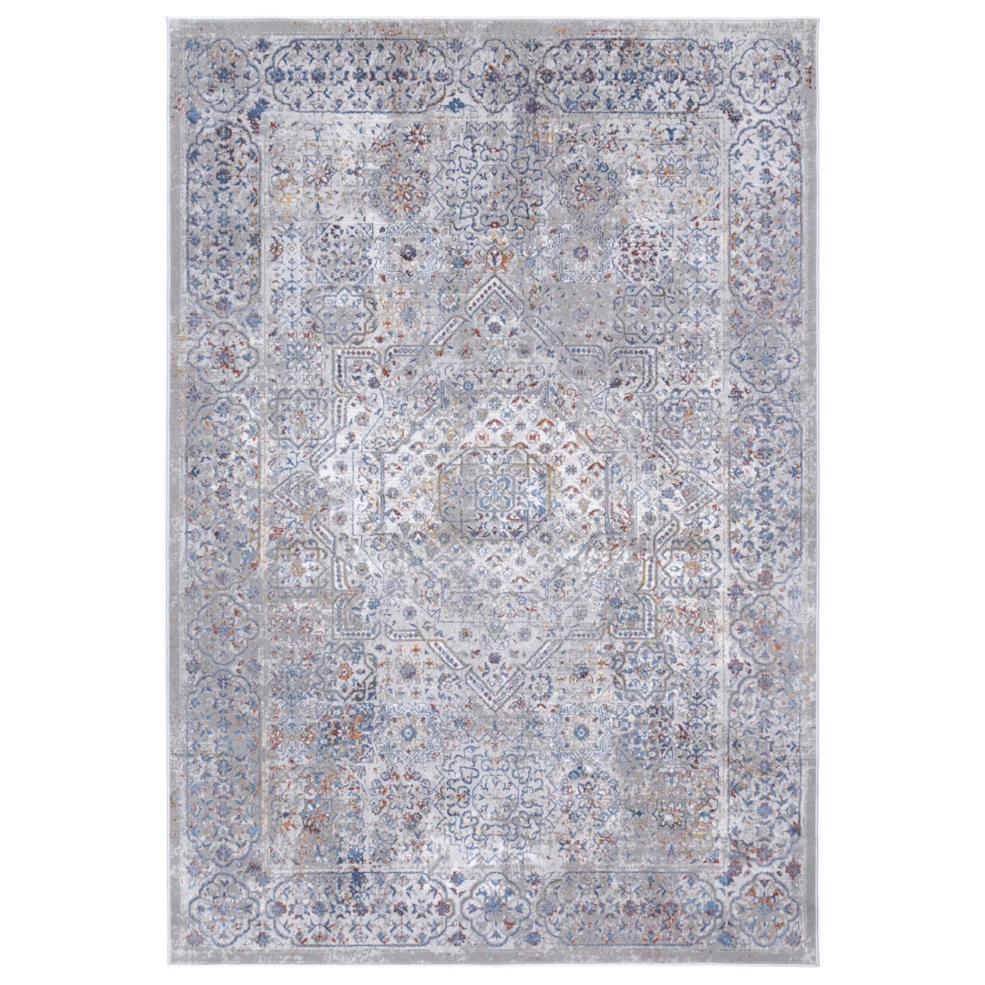 Porto Aurora Grey & Blue Traditional Rug - Ele Living